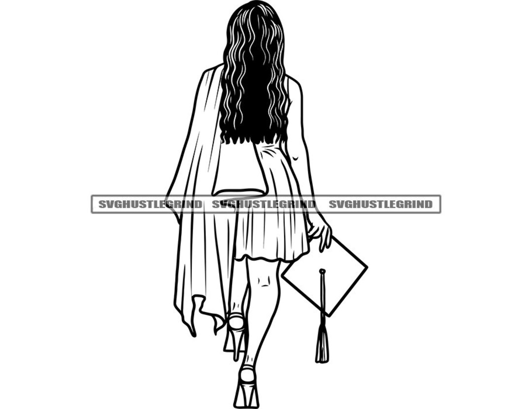Melanin Graduate Graduation College High School Cap Gown Dress Bottom ...