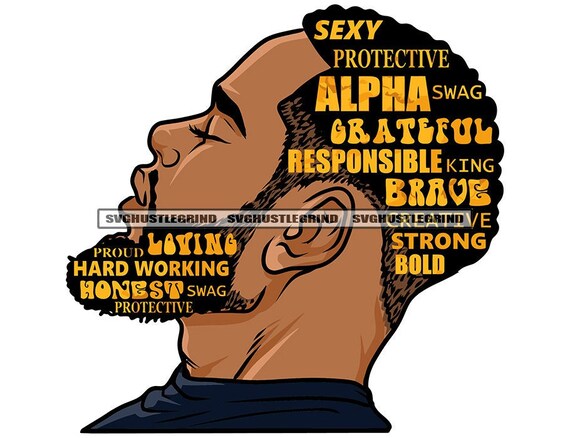 Black Man Afro Words Hair Head Lean Back Sexy Alpha - Etsy
