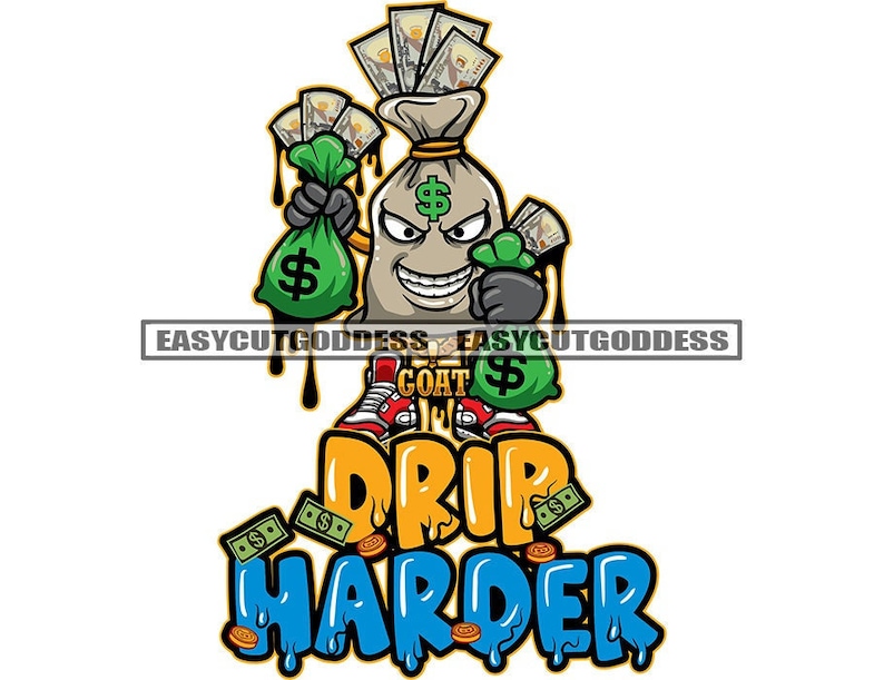 Drip Harder Bank Bag Character Two Money Bags Currency Cash - Etsy