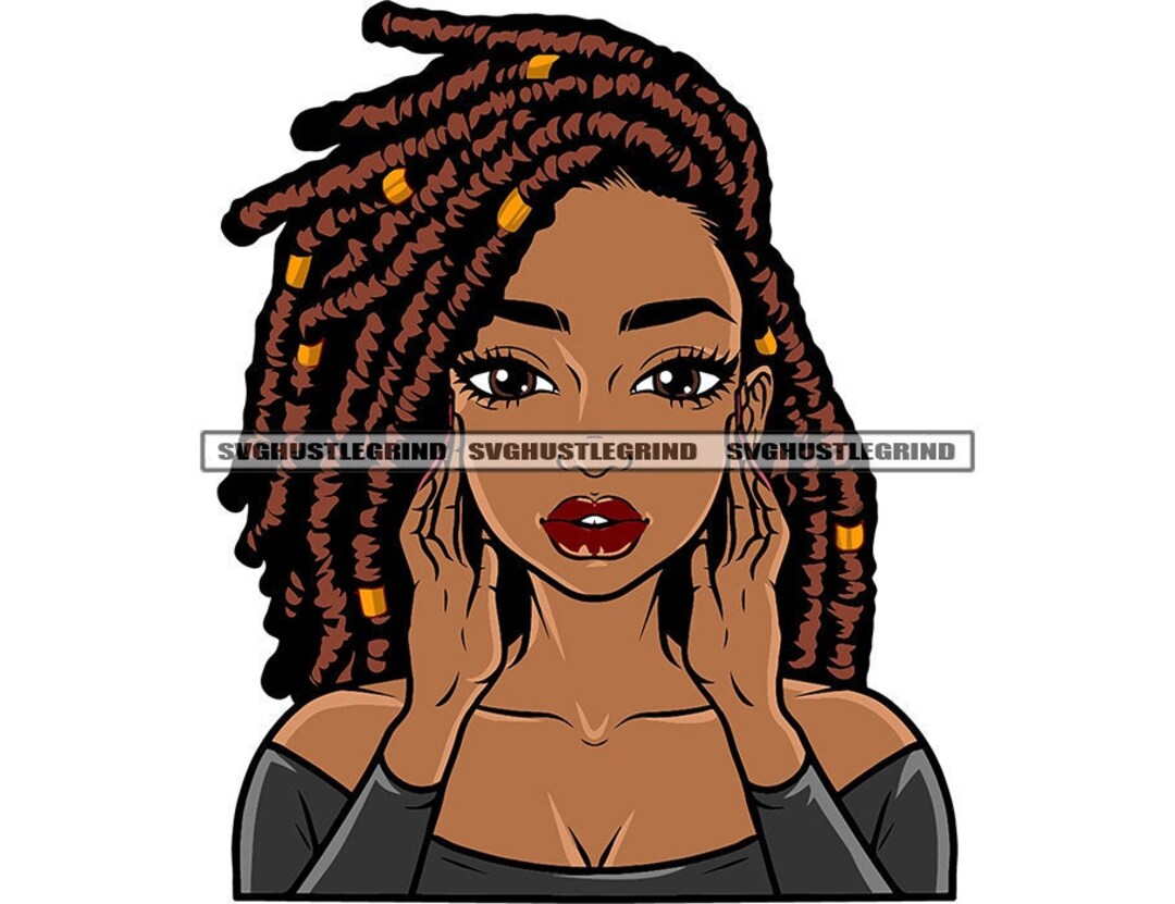 Black Woman Dreads Sister Locs Loc Bands Face Head Only Portrait ...