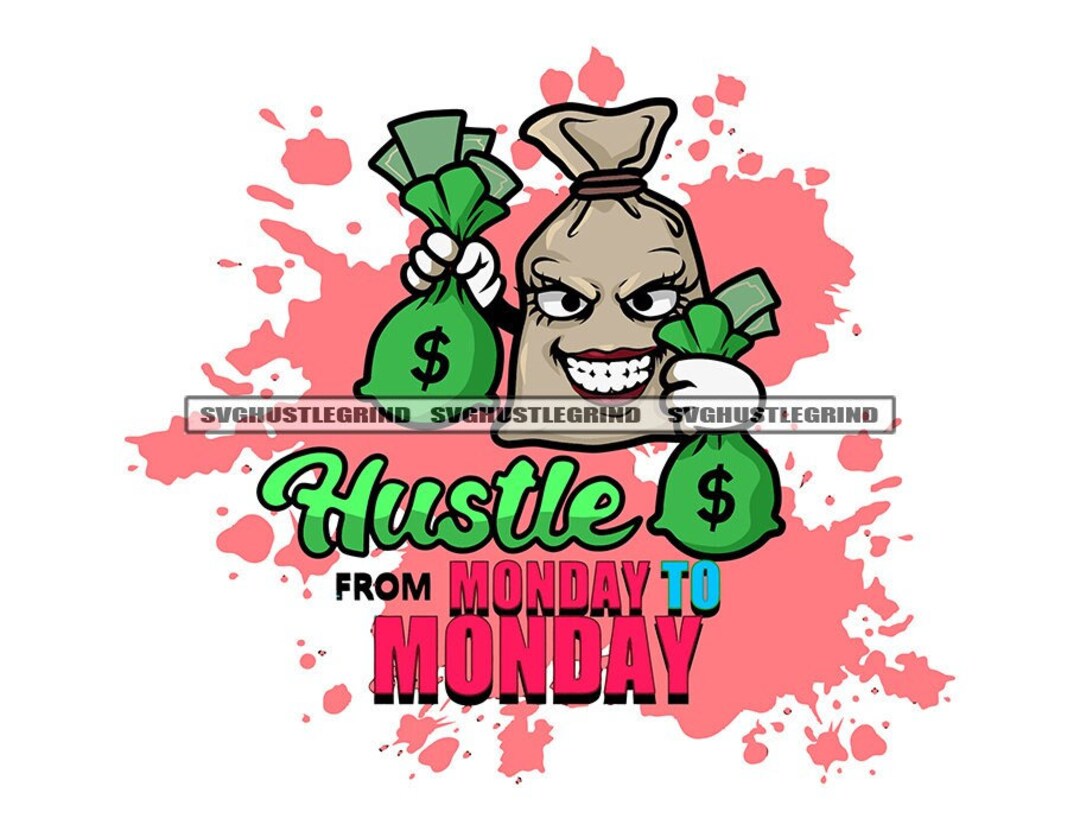 Hustle From Monday Monday Bank Bag Character White Grill Pink Splash ...