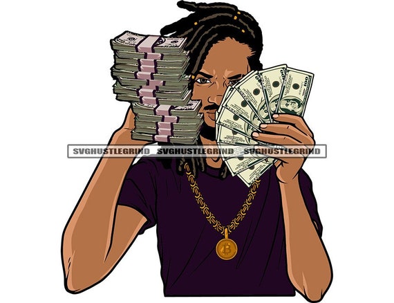 Black Man Gangster Dread Locs Beard Holding Cash Money - Etsy
