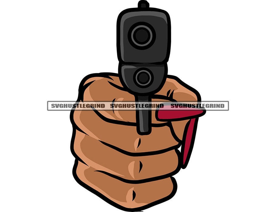 Black Woman Hand Pointing Gun Pistol Weapon Protection Hand Gun Only ...
