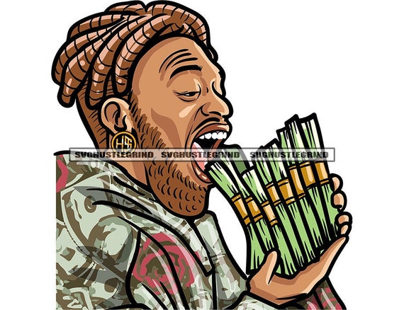 Black Male Man Dread Locs Beard Hoodie Holding Cash Money - Etsy