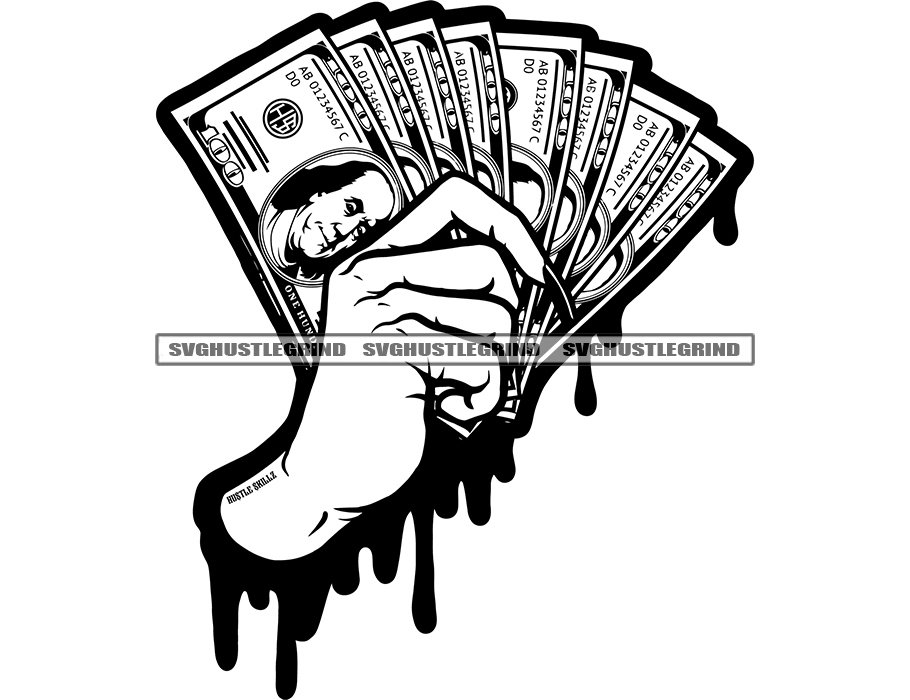 Female Hand Dripping Holding Dollar Bills Cash Money Long Nails Logo ...