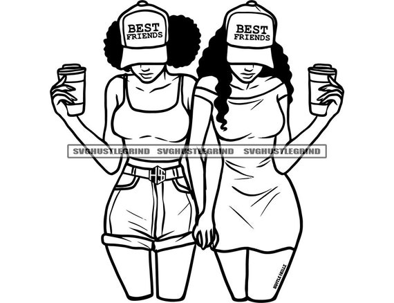 Best Friends Besties Two Ladies Baseball Cap Hats Holding - Etsy