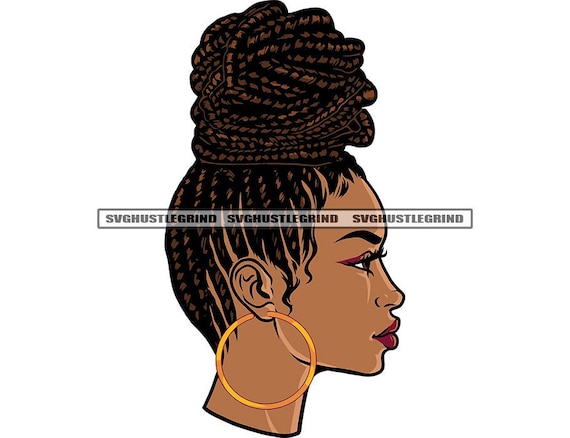 Black Woman Sideview Head Dread Locs Faux Sister Locs Bun - Etsy
