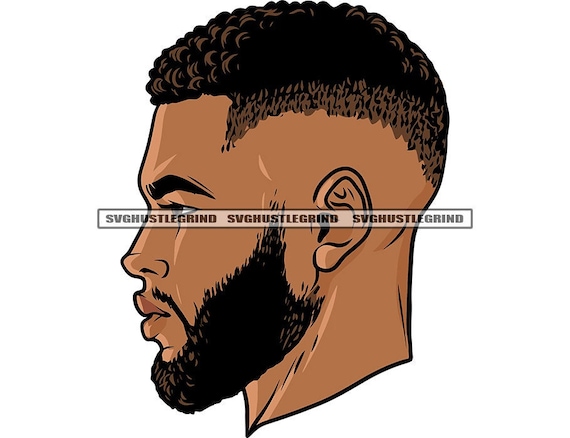 Handsome Bearded Black Man Afro Fade Side View Thick Lips - Etsy