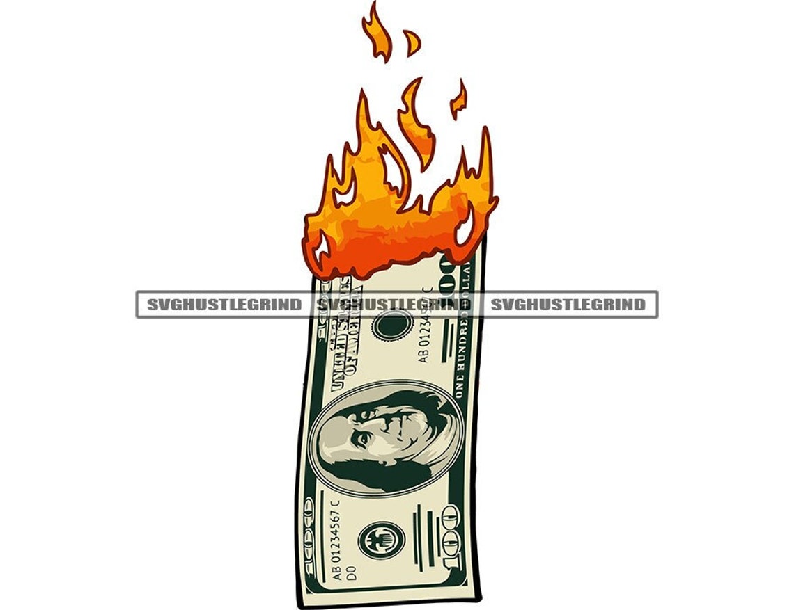 Hundred Dollar Bill Burning Fire Benjamin Cash Money Dollar Bill ...