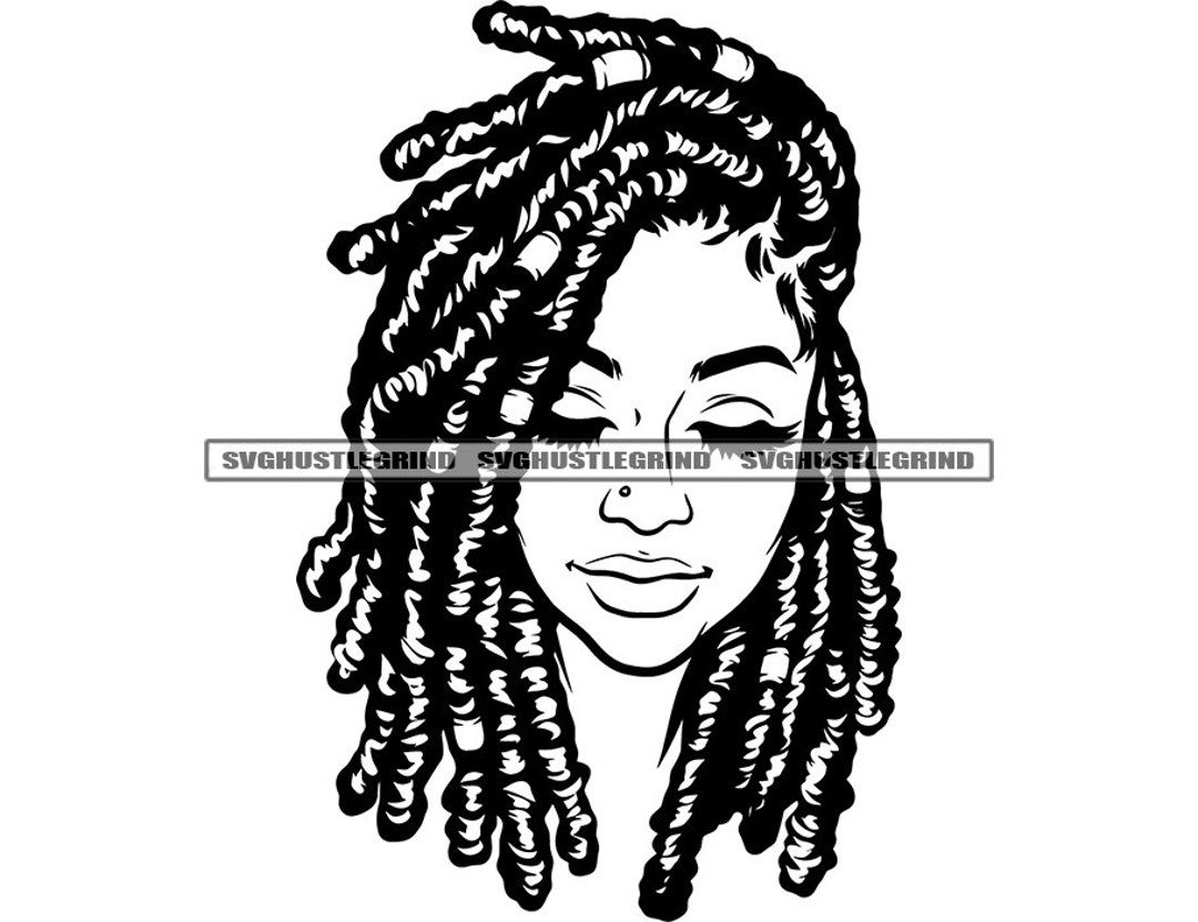 Black Woman Dreads Sister Locs Headshot Loc Bands Eyes Closed Portrait ...