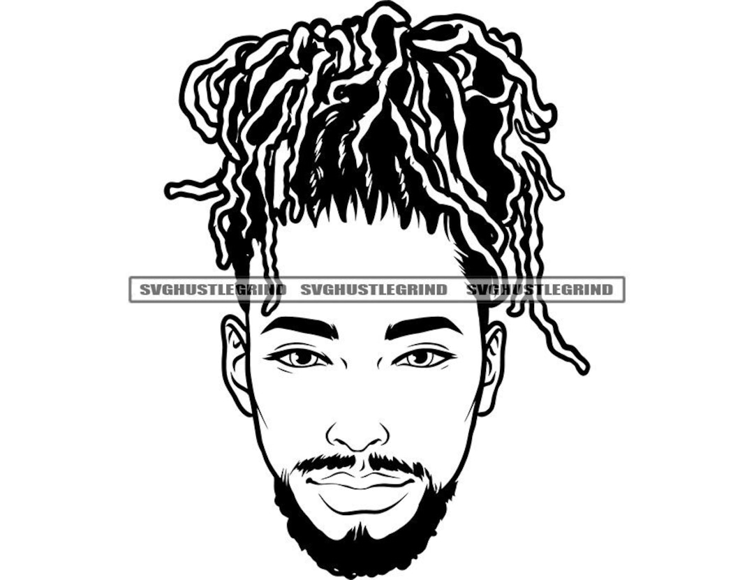 Handsome Black Man Beard Dreads Dread Locs Head Only Portrait Mustache ...