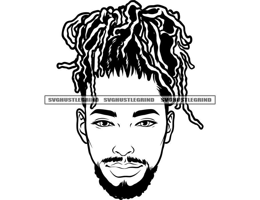 Handsome Black Man Beard Dreads Dread Locs Head Only Portrait Mustache ...