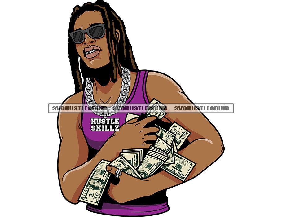 Gangster Black Man Money Stacks Dreads Locs Hair Glasses - Etsy
