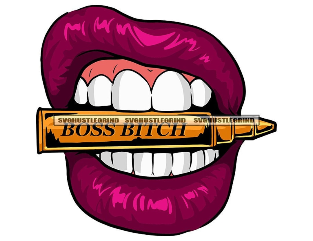 Boss Bitch Purple Lipstick Lips White Teeth Gold Bullet Grill Gums ...