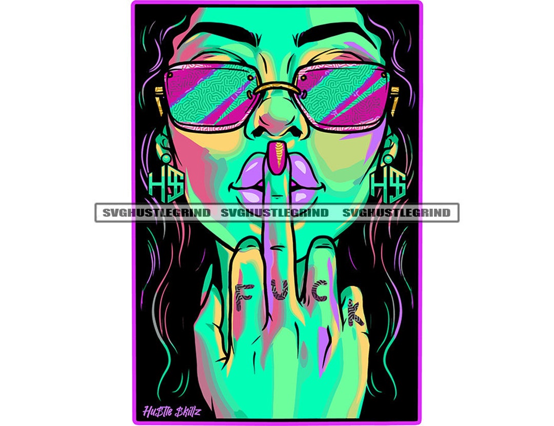 Abstract Art Canvas Art Middle Finger Watercolor Painting Illustration ...