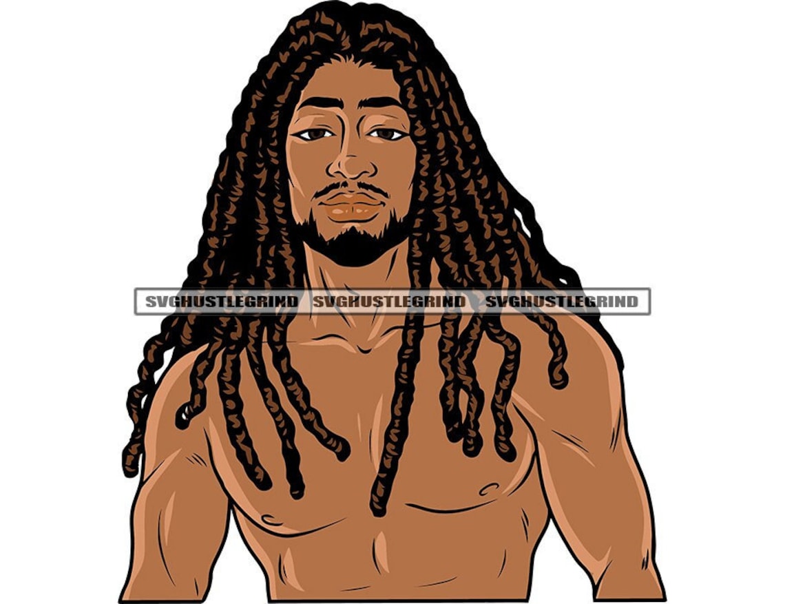 Handsome Black Man Dreads Dread Locs Beard Goatee Bare Chested Skin ...