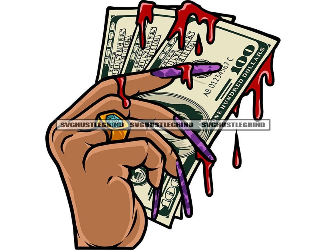 Black Woman Hand Holding Bloody Money Cash Dollar Bills Blood Dripping ...