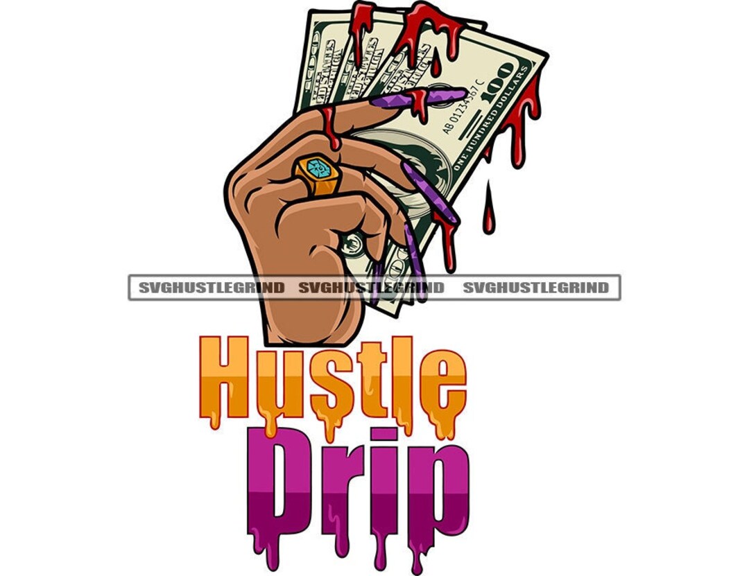 Hustle Drip Black Woman Hand Holding Bloody Money Cash Dollar Bills ...