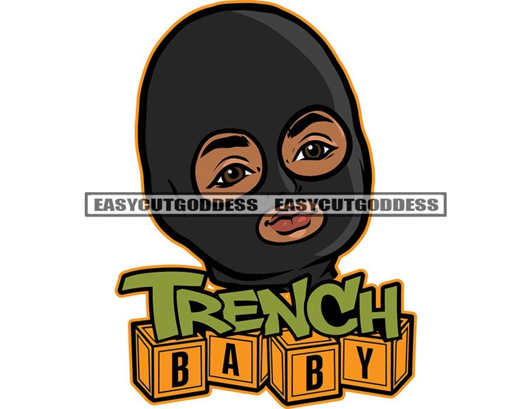 Trench Baby Boy Black Hood Mask Brown Eyes Red Lips Head Face Only ...