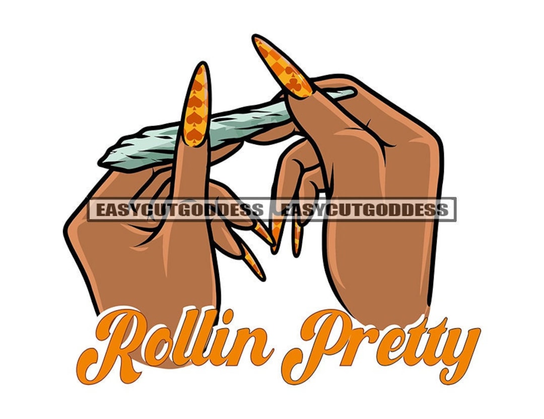 Rolling Pretty Black Woman Hands Long Fingernails Paper Rolling Herb ...