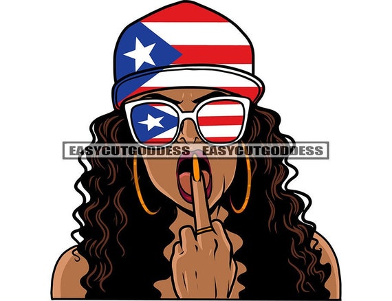 Black Woman Puerto Rico Flag Baseball Cap Hat Finger Tongue - Etsy