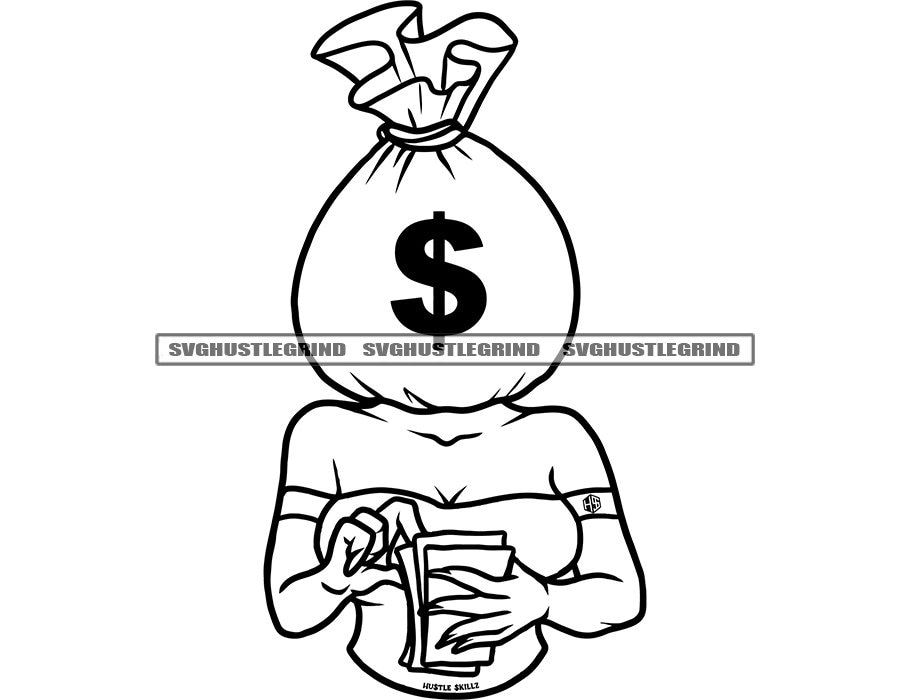 Female Lady Bag Bank Head Dollar Sign off Shoulder Top - Etsy