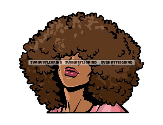 Mujer negra Extra grande Afro Hair Covering Eyes Pink Top - Etsy España
