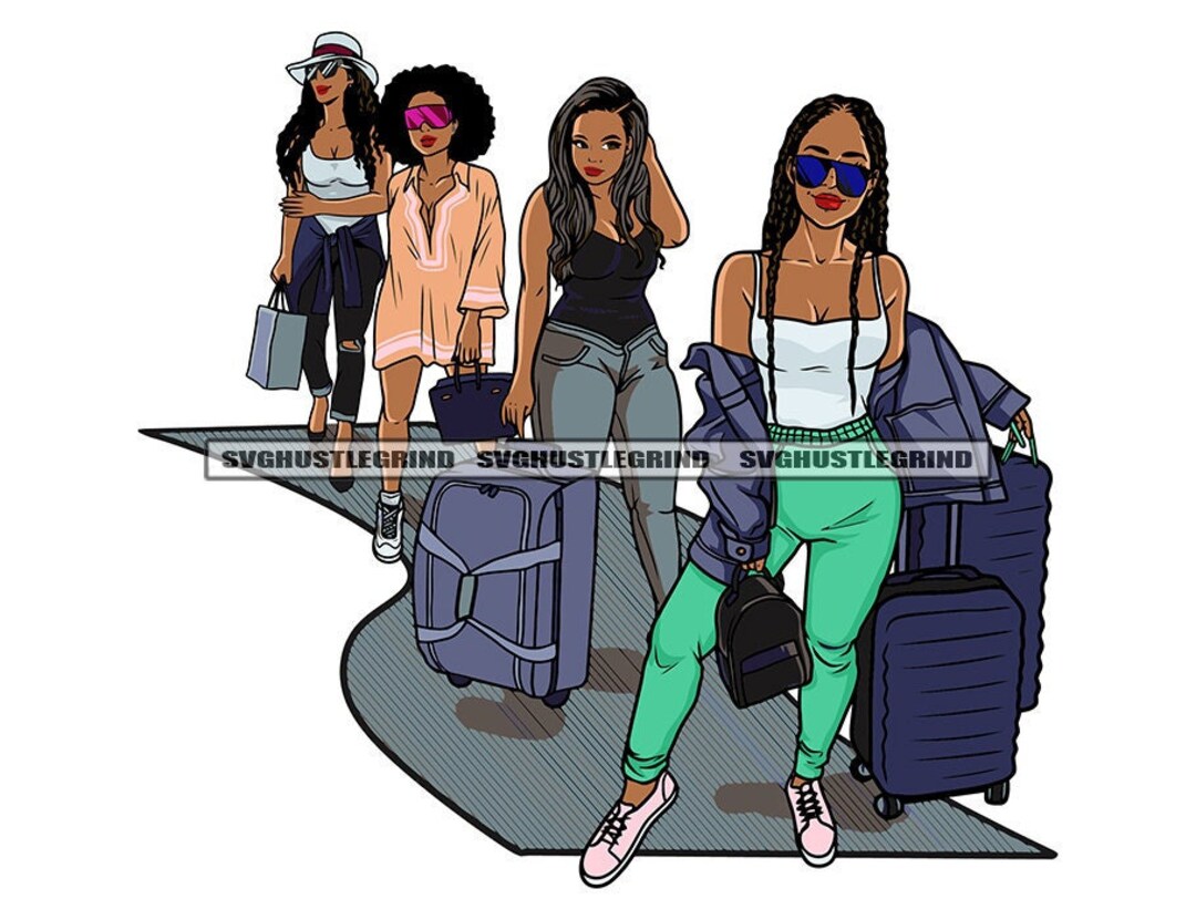 Four Girls Trip Sister Friends Traveling Luggage Tote Bags Cruise ...