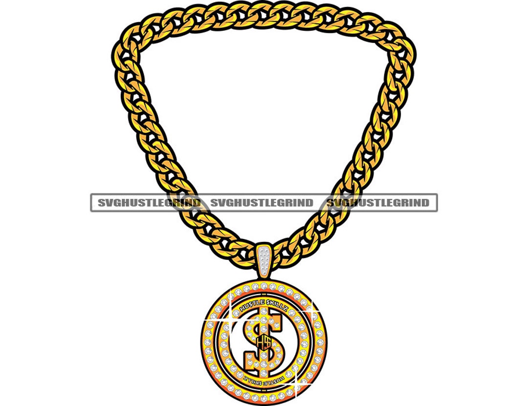 Dollar Sign Diamonds Gold Chain Charm Jewelry Accessory Pendant Emblem ...