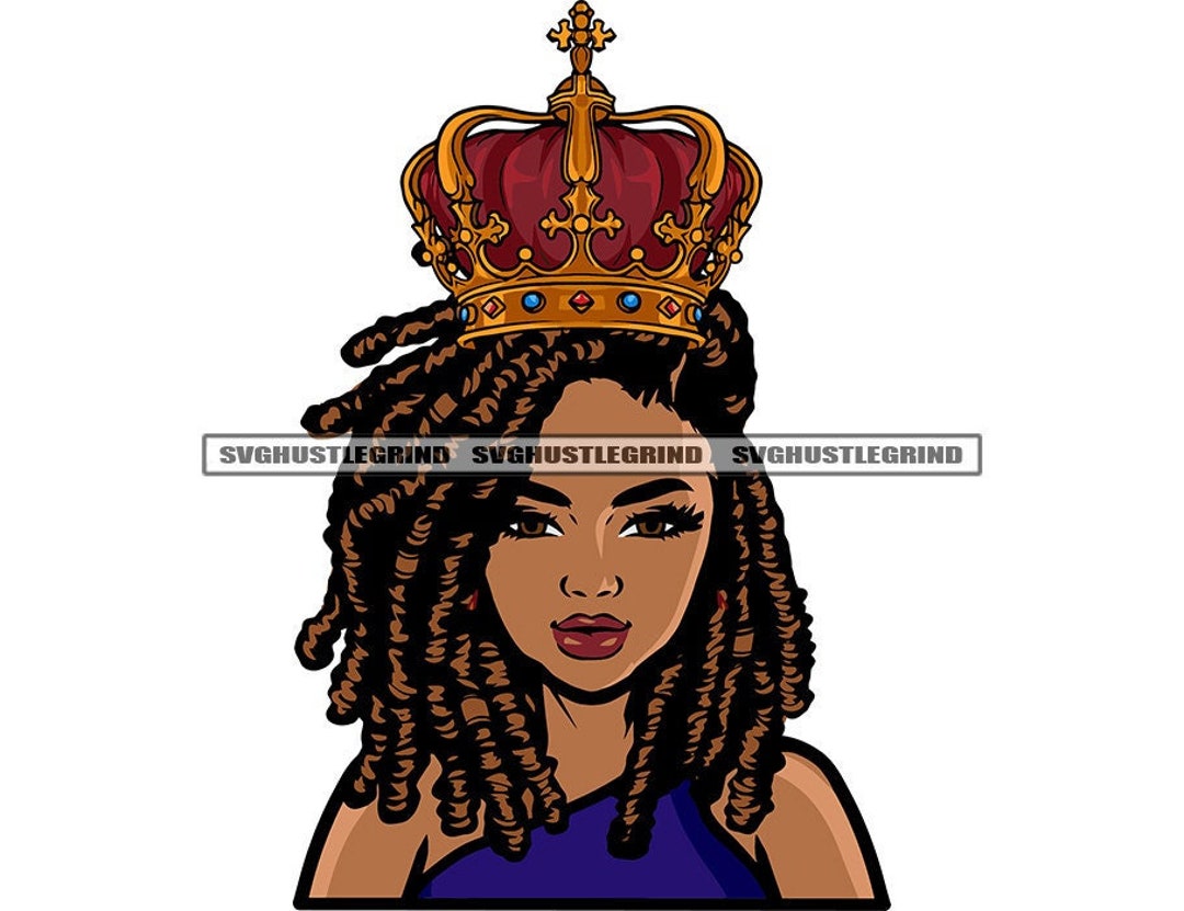 Black Queen Jeweled Crown Royal Blue Gown Dress Dread Locs Half Body ...