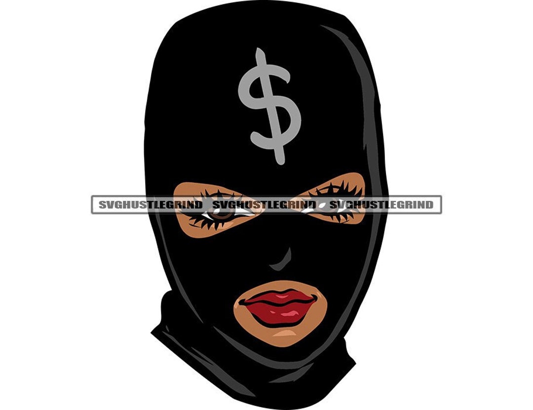 Black Woman Black Hood Dollar Sign Brown Eyes Red Lipstick Leather Long ...