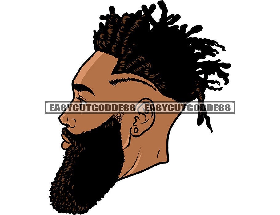 Black Man Dread Loc Sideview Head Face Only Full Beard Mustache Male ...