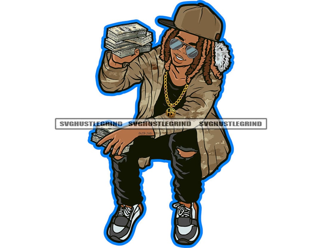 Gangster Dread Locs Wearing Baseball Hat Hoodie Ripped Jeans Holding ...