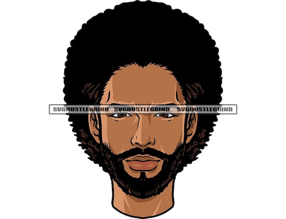 Handsome Black Man Afro Beard Goatee Head Face Neck Only Brown - Etsy