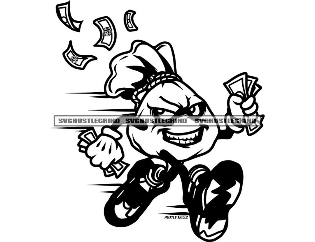 Bank Bag Running Holding Money Dollar Bills Loot Sneakers Cash Logo ...