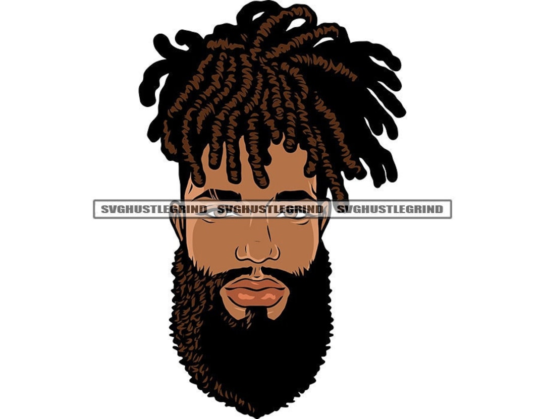 Black Man Full Beard Dread Locs Light Brown Eyes Head Only Portrait ...