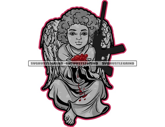 Angel Boy Holding Human Heart Bleeding Rifle Weapon Heartless - Etsy