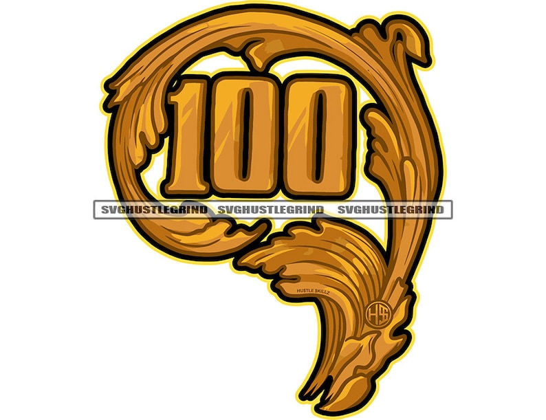 One Hundred Dollar Bill Gold Cash Money Logo Design Element Hustle ...