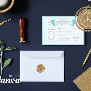 Tooth Fairy Certificate and Report - Blue | Digital Instant Download ...
