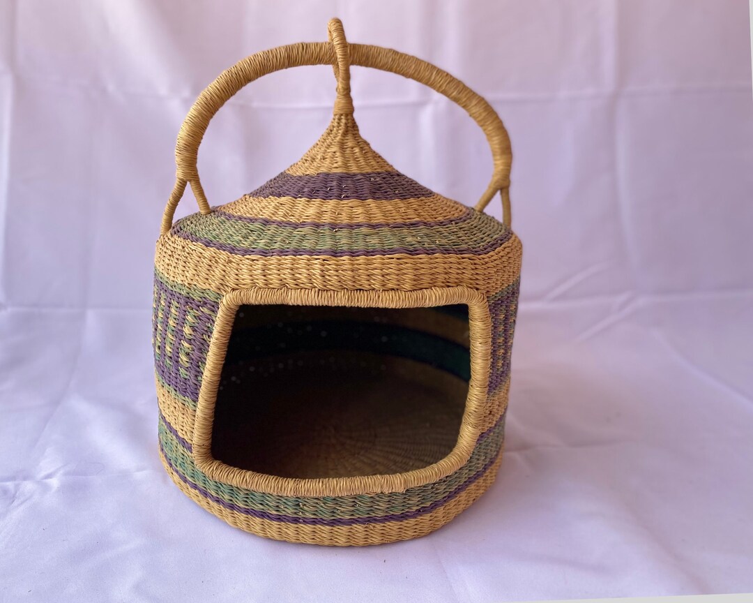 Straw Cat Bed or Dog Bed Cat Cave , Pet Bed , Cat House ,pet Furniture ...