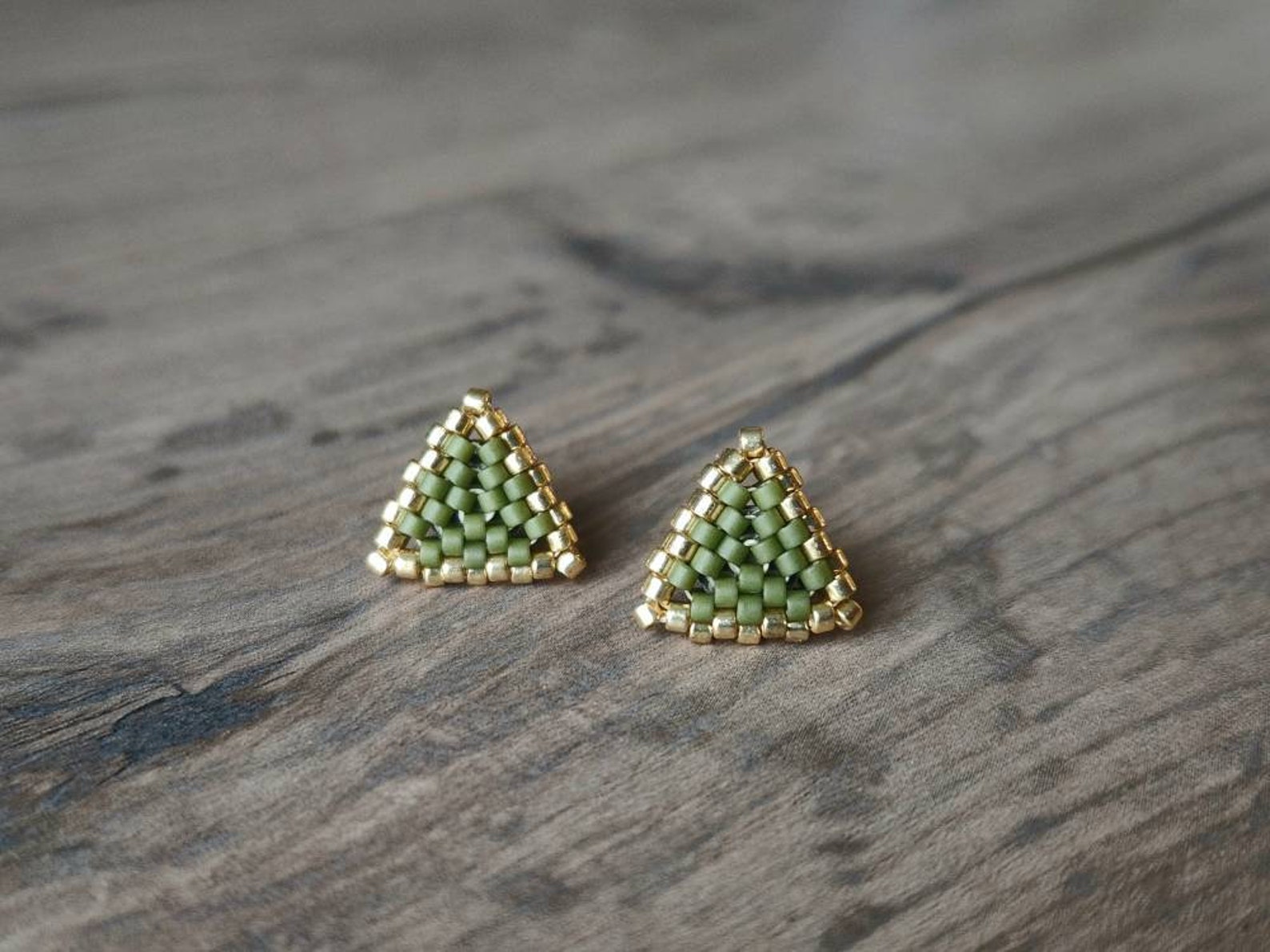 Beaded Triangle Stud Earrings Stainless Steel Small Triangles Posts - Etsy