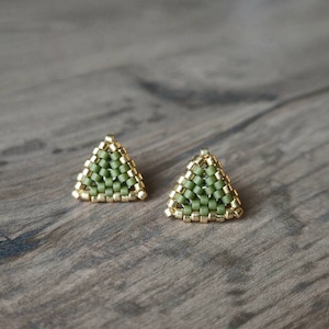 Beaded Triangle Stud Earrings Stainless Steel Small Triangles Posts - Etsy