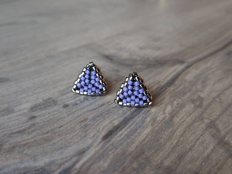 Beaded Triangle Stud Earrings Stainless Steel Small Triangles Posts - Etsy