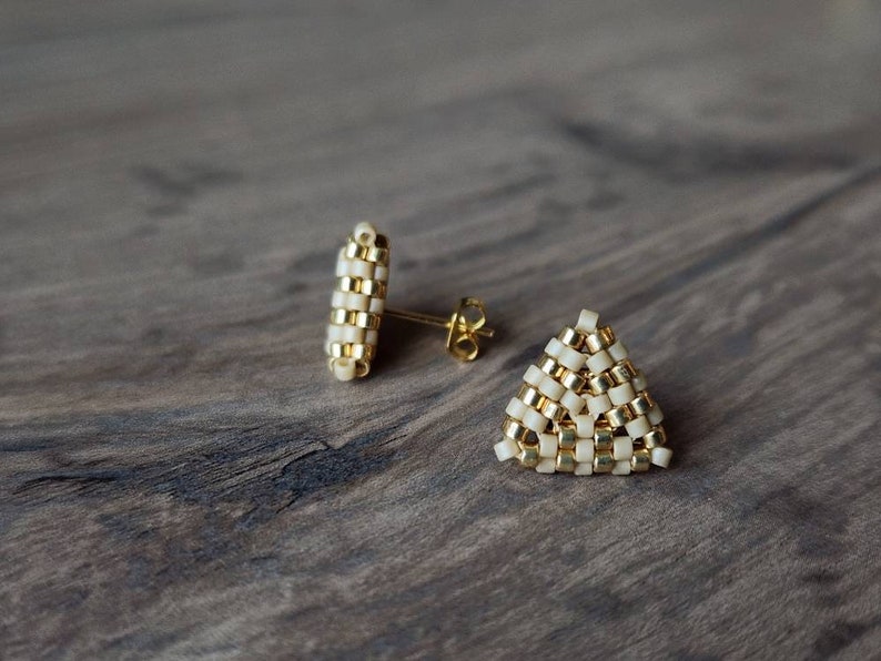Beaded Triangle Stud Earrings Stainless Steel Small Triangles Posts - Etsy