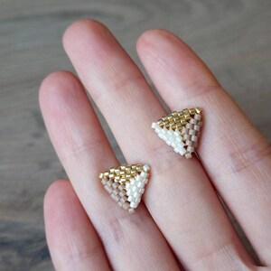 Beaded Triangle Stud Earrings Stainless Steel Small Triangles Posts - Etsy
