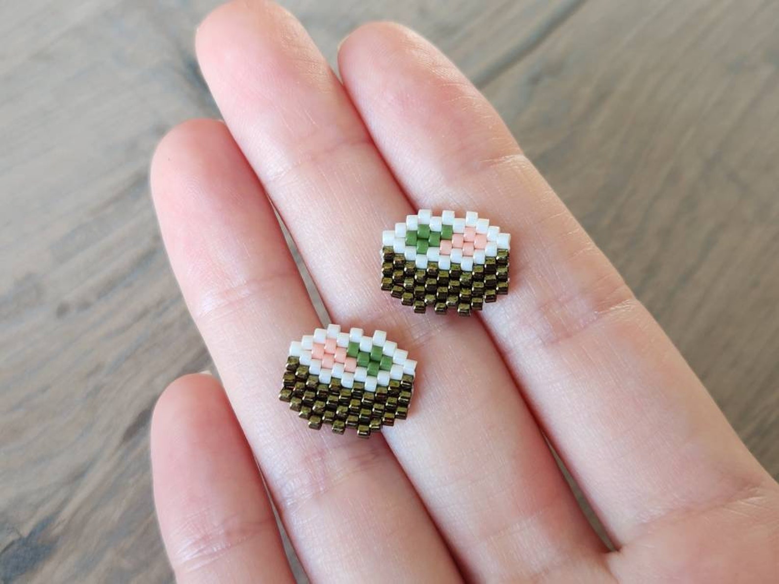 Beaded Sushi Maki Stud Earrings | Stainless Steel | Miyuki Delica - Etsy