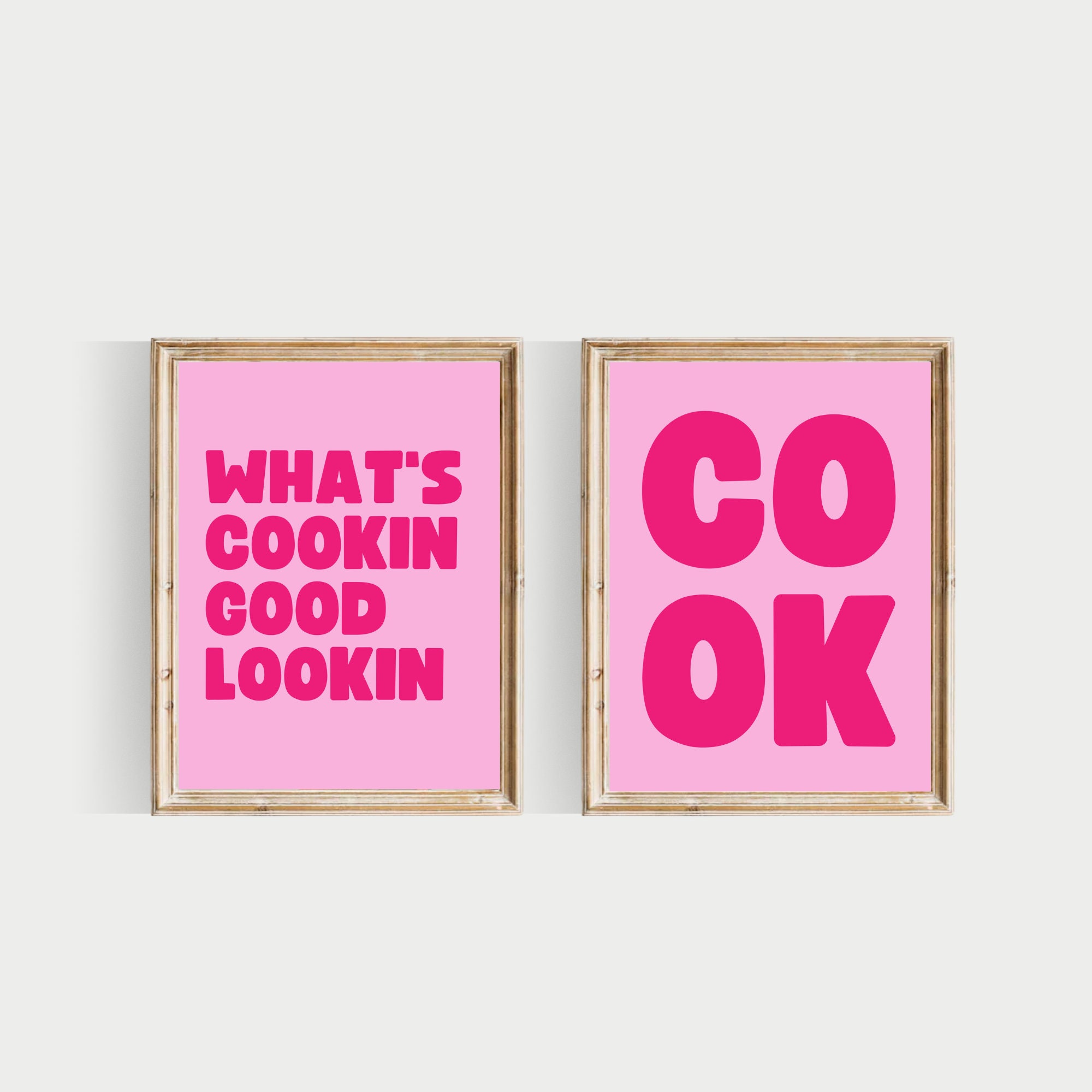 Pink Kitchen Set, PRINTABLES, Pink Kitchen Wall Art, Kitchen Prints ...