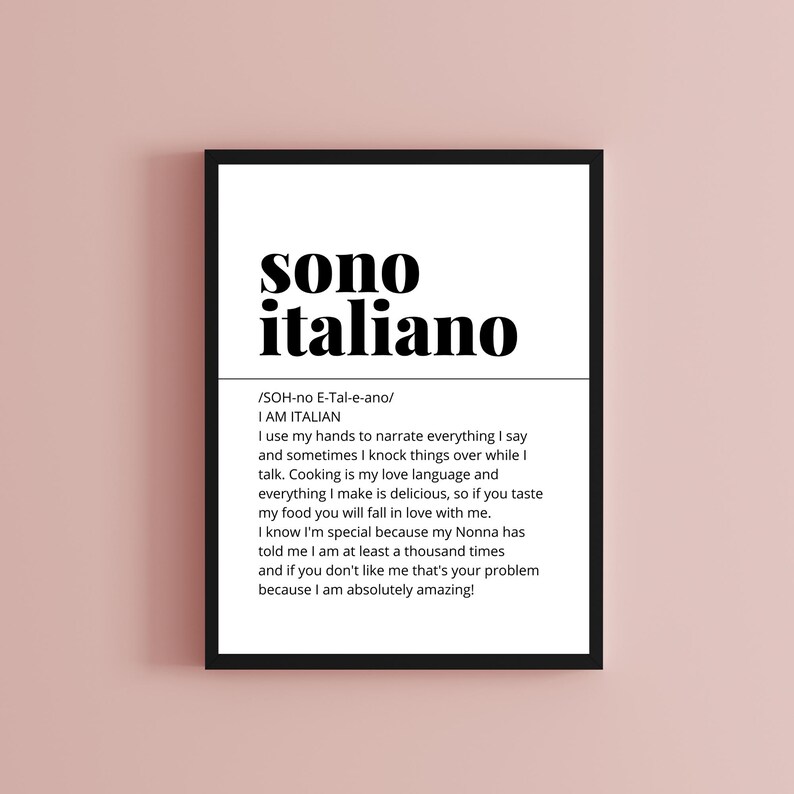 Funny Definitions, Unique Wall Art, Sono Italiano, Italian Words ...