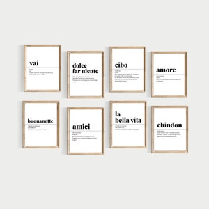 Italian Printables, SET OF 34 Prints, Italian Definitions, Italian ...