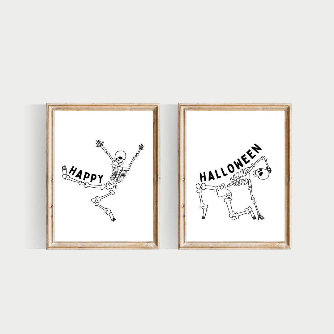 Happy Halloween Print PRINTABLE Skeleton Wall Art Funny - Etsy